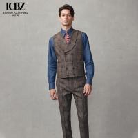 China Custom Wool Silk Men's Vest Double Breasted Regular Length S-3XL Business Suit for sale