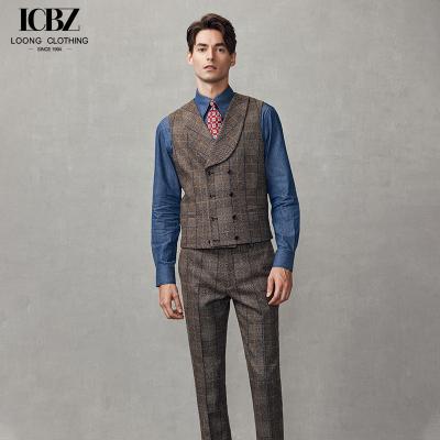 China Custom Wool Silk Men's Vest Double Breasted Regular Length S-3XL Business Suit for sale