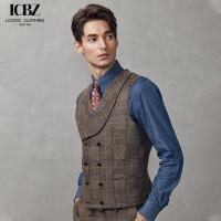 China Custom Wool Silk Men's Vest Double Breasted Regular Length S-3XL Business Suit for sale