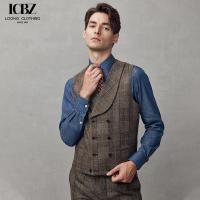 China Custom Wool Silk Men's Vest Double Breasted Regular Length S-3XL Business Suit for sale