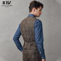 China Custom Wool Silk Men's Vest Double Breasted Regular Length S-3XL Business Suit for sale