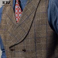 China Custom Wool Silk Men's Vest Double Breasted Regular Length S-3XL Business Suit for sale