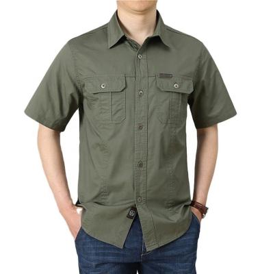 China Men's Wrinkle Resistant Short Sleeve Dress Shirt for Outdoor Recreation 100% Cotton for sale
