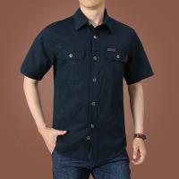 China Men's Wrinkle Resistant Short Sleeve Dress Shirt for Outdoor Recreation 100% Cotton for sale
