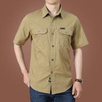 China Men's Wrinkle Resistant Short Sleeve Dress Shirt for Outdoor Recreation 100% Cotton for sale