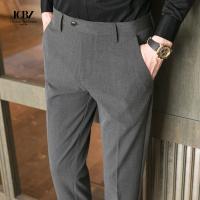China Button Decoration Winter Business Trousers for Men Slim Fit 200 Quantity Polyester for sale