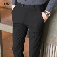 China Button Decoration Winter Business Trousers for Men Slim Fit 200 Quantity Polyester for sale