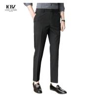 China Slim Fit Men's Office Trousers Black Polyester Cotton Zipper Fly Formal Business Pants for sale