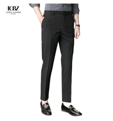 China Slim Fit Men's Office Trousers Black Polyester Cotton Zipper Fly Formal Business Pants for sale