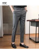 China Slim Fit Men's Office Trousers Black Polyester Cotton Zipper Fly Formal Business Pants for sale