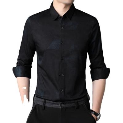 China Custom Plus Size Viscose Polyester Spandex Long Sleeve Dress Shirt for Men Sizes S-XXL for sale