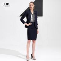 China Custom Navy Ladies Office Formal Suits Set Women Sizes S-3XL Polyester for sale