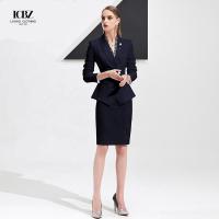 China Custom Navy Ladies Office Formal Suits Set Women Sizes S-3XL Polyester for sale