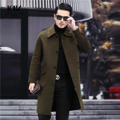 China Men's Long Jacket Coat Polyester Cotton Winter Warm V-Neck Double Collar 50 MOQ Custom for sale