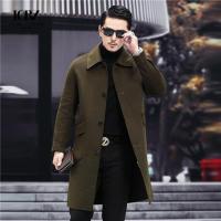 China Men's Long Jacket Coat Polyester Cotton Winter Warm V-Neck Double Collar 50 MOQ Custom for sale