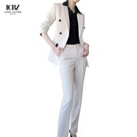 China Nonwoven Women's Office White Dress Suit 2023 Top and Pants with Single Button Blazer for sale