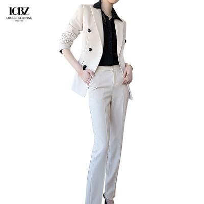 China Nonwoven Women's Office White Dress Suit 2023 Top and Pants with Single Button Blazer for sale