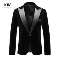 China Men's Gold Velvet Slim Fit Suit Jacket for Stage Performance Hosts Custom Size Available for sale