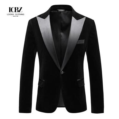 China Men's Gold Velvet Slim Fit Suit Jacket for Stage Performance Hosts Custom Size Available for sale