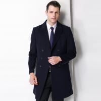 China Men's Double-Breasted Mid-Length Coat 90% Wool 10% Cashmere Custom Logo Available for sale