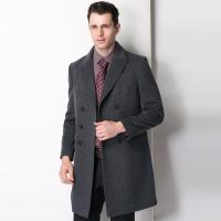 China Men's Double-Breasted Mid-Length Coat 90% Wool 10% Cashmere Custom Logo Available for sale