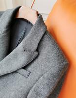 China Men's Double-Breasted Mid-Length Coat 90% Wool 10% Cashmere Custom Logo Available for sale