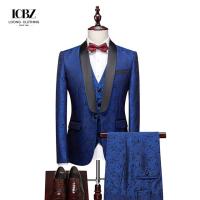 China Boys Formal Three Piece Suit Jacket Woolen Blend Fabric V-Neck Sizes S to 10XL Custom for sale