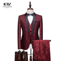 China Boys Formal Three Piece Suit Jacket Woolen Blend Fabric V-Neck Sizes S to 10XL Custom for sale