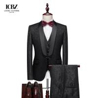China Boys Formal Three Piece Suit Jacket Woolen Blend Fabric V-Neck Sizes S to 10XL Custom for sale