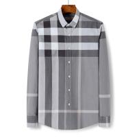 China Solid Grey Check Men's Casual Dress Shirt Spring Autumn S-2XL 70cm Length for sale