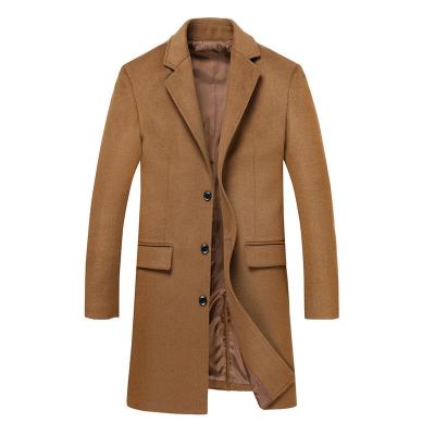 China Men's Woolen Winter Coat Solid Color Single Breasted Long Trench Coat 50cm Size Custom for sale
