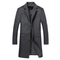 China Men's Woolen Winter Coat Solid Color Single Breasted Long Trench Coat 50cm Size Custom for sale