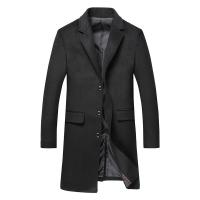 China Men's Woolen Winter Coat Solid Color Single Breasted Long Trench Coat 50cm Size Custom for sale