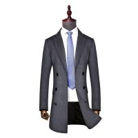 China Men's Double-Breasted Woolen Coat Business Casual Canvas Fabric 50cm Length for sale