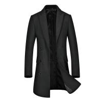 China Men's Double-Breasted Woolen Coat Business Casual Canvas Fabric 50cm Length for sale