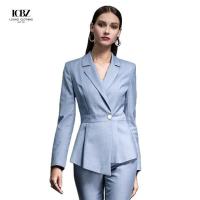 China Women V Neck Business Suit Set Slim Fit Professional Formal Office Wear S-XXXL for sale