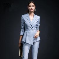 China Women V Neck Business Suit Set Slim Fit Professional Formal Office Wear S-XXXL for sale