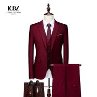 China Other Mens Office Suit Single Button 3 Pieces Single Breasted Plus Size Suits Blazer for sale