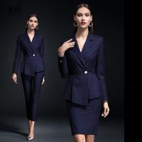 China Women V Neck Business Suit Set Slim Fit Professional Formal Office Wear S-XXXL for sale