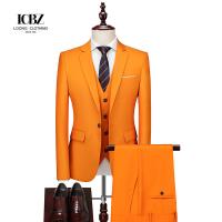 China Other Mens Office Suit Single Button 3 Pieces Single Breasted Plus Size Suits Blazer for sale