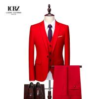 China Other Mens Office Suit Single Button 3 Pieces Single Breasted Plus Size Suits Blazer for sale