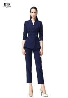 China Custom Cotton Double Breasted Suit Pants for Women Office Business Wear 2 Piece Set for sale