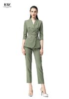 China Custom Cotton Double Breasted Suit Pants for Women Office Business Wear 2 Piece Set for sale