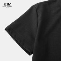 China Men's Stand Collar Cotton Linen Short Sleeve Shirt XXL to 10XL Custom Logo for sale