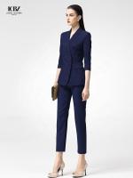 China Custom Cotton Double Breasted Suit Pants for Women Office Business Wear 2 Piece Set for sale