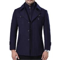 China Men's Thicken Wool Coat 100% Polyester Filling Long Jacket Custom Size Black Gray Beige for sale
