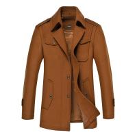 China Men's Thicken Wool Coat 100% Polyester Filling Long Jacket Custom Size Black Gray Beige for sale
