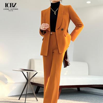China Women's V-Neck Business Formal Pants Suit Set Polyester Cotton Sizes S-10XL Custom for sale