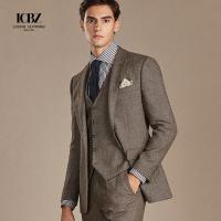 China V-Neck Collar Men's Blazer Spring Autumn Business Suit Jacket Custom Fit 100% Polyester for sale