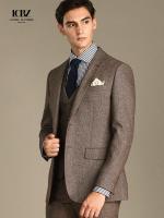China V-Neck Collar Men's Blazer Spring Autumn Business Suit Jacket Custom Fit 100% Polyester for sale